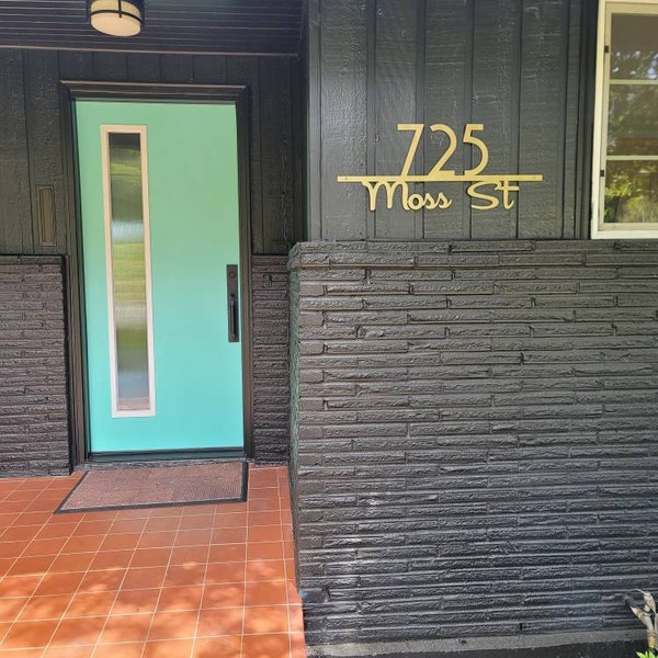 Mid Century Modern Metal House Number Sign | Modern House Numbers With ...