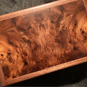 Hand Crafted Cherry and Carpathian Elm Burl Box. Dimensions Are 11 1/4 ...
