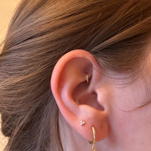 Flower Charm Hoop Earrings Set for Multiple Piercings, Gold Pave Hoop ...