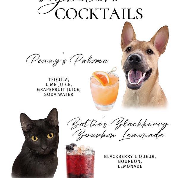 His Hers and Dog Signature Cocktail Wedding Signature Drink Sing Dog ...