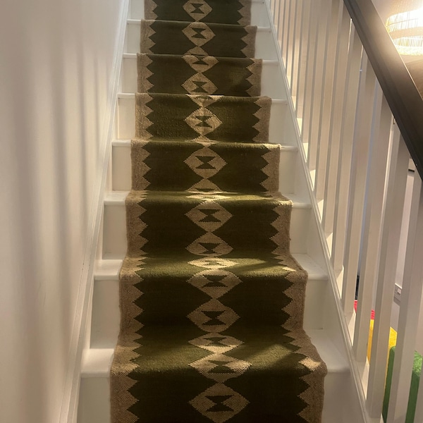 Stair Runner - Handmade Natural Yellow Vintage Entryway & Hallway ...