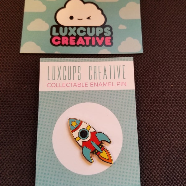 Bright Retro Rocket Enamel Pin - Hard Enamel Pin Cloisonné Spaceship ...