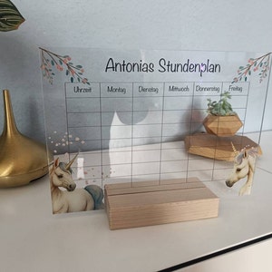 Wipeable Timetable Personalized Timetable Student Plan Acrylic Glass ...