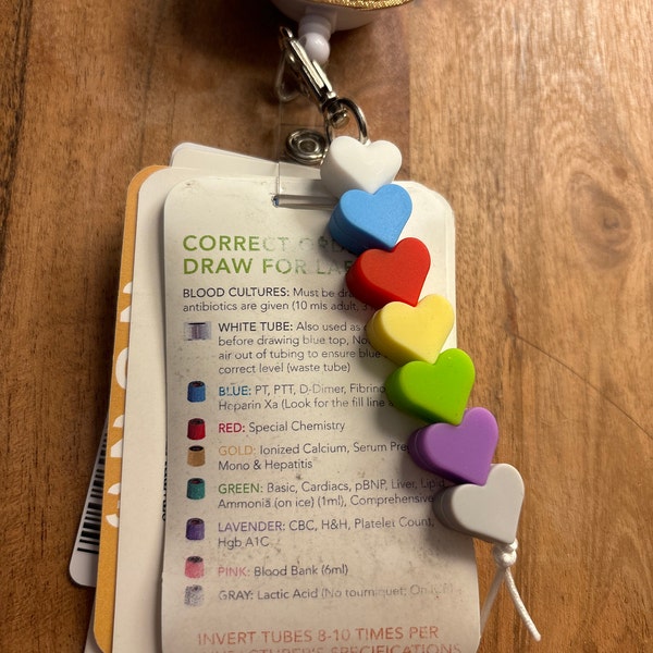 Order of Blood Draw Beads With Badge Card for Phlebotomy, Essential ...