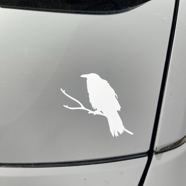 Crow Decal Crow on Branch Vinyl Decal for Bumper Sticker, Laptop, Cars ...