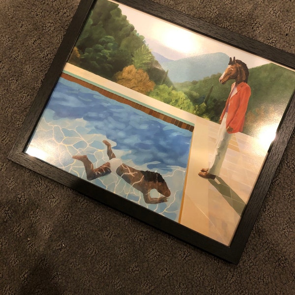 Bojack Horseman Poster | Hockney Pool Vintage Art Painting | Gift for ...
