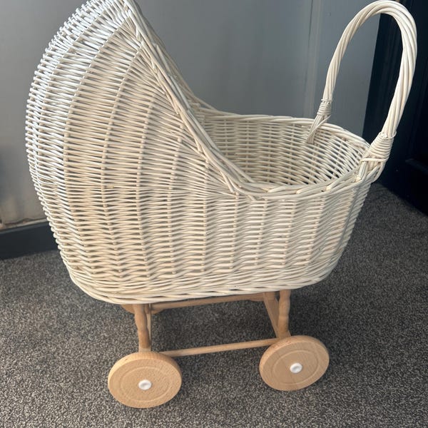 Trolley, Wicker Basket, Wicker Doll Pram, Toy Basket, Wicker Baby Doll ...
