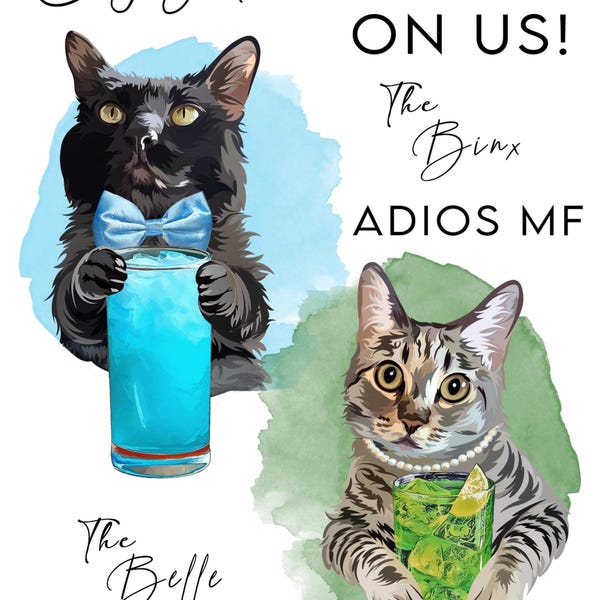 Personalized Drink Menu With Cat Theme for Weddings | Whisker Sour ...