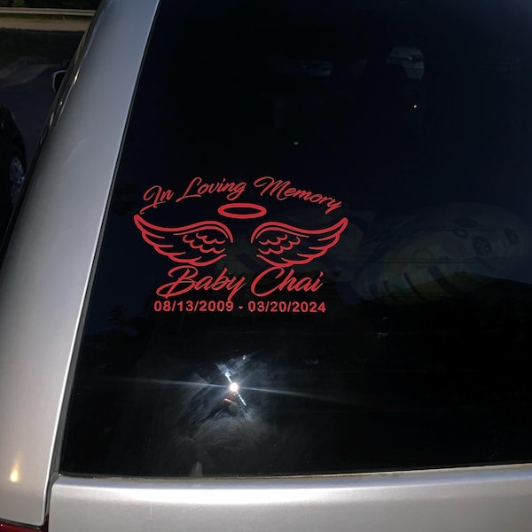 In Loving Memory Decal | Color & Size Options Available | Angel Wings ...