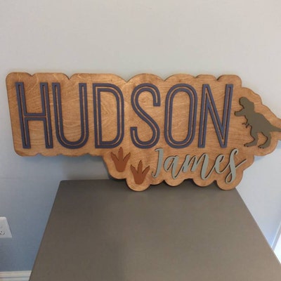 Dinosaur Name Sign, Large Wood Name Sign, Nursery Name Sign, Dinosaur ...