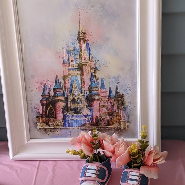 Watercolor Castle PRINTABLE ART Castle Print Castle Poster Colorful ...