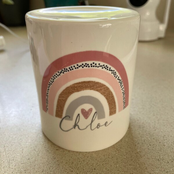 Personalised Rainbow Money Box, Rainbow Bedroom Décor, Child Piggy Bank ...