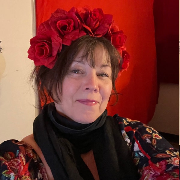 Red Rose Flower Crown Red Rose Headband Fiesta Rose Crown Mexican ...