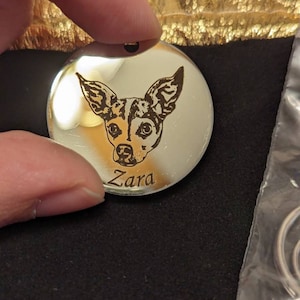 Engraved Pet Portrait Keychain Custom Dog Portrait Keychain Cat ...