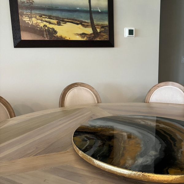 Custom Lazy Susan Turntable, Handmade With Resin and Solid Wood ...