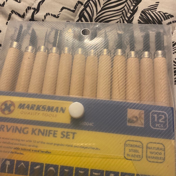 12 Piece Wooden Mini Carving Carver Hand Chisel Knife Kit Set Wood ...
