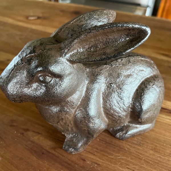 Large Heavy Cast Iron Sitting Rabbit Heavy Big Bunny - Etsy