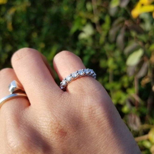 Moissanite Eternity Wedding Band: 1.85 TCW Colorless Round Cut - Etsy