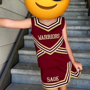 Maroon & Gold Cheer Uniform, Customized Cheerleading Uniform, Girls ...