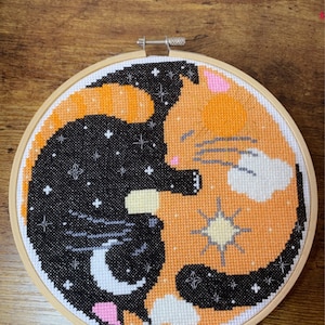 Luna and Apollo Cross Stitch Pattern Yin Yang Cross Stitch Cats Cross ...