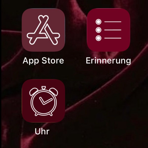Ios Burgundy App Icons, Pack of Bordeaux Tones Icons, Aesthetic Line ...
