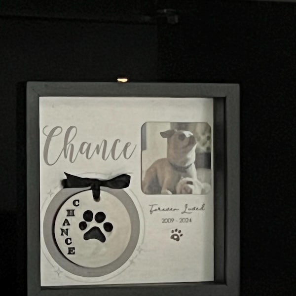 Custom Dog Memorial Shadow Box, Pet Paw Print Frame Pet Bereavement ...