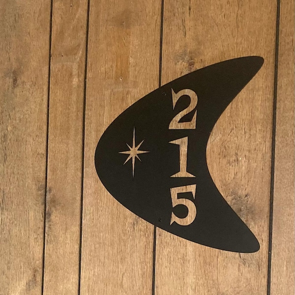 Mid Century Atomic Metal House Number Sign, Modern Vertical Address ...