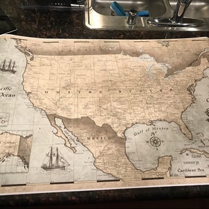 Rustic Vintage Map Poster USA Map - Etsy