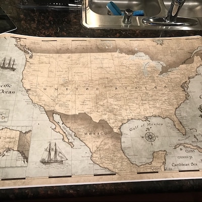 Rustic Vintage Map Poster USA Map - Etsy