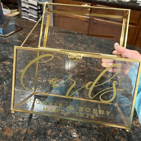 Custom Card Box Vinyl Decal Sticker for Wedding Cards Sign, Rose Gold ...