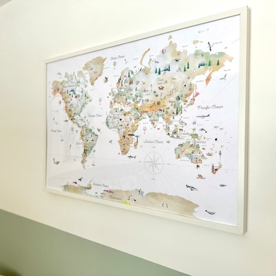 Gradient Educational World Map Kids Wall Art Nursery Decor Wedding Gift ...