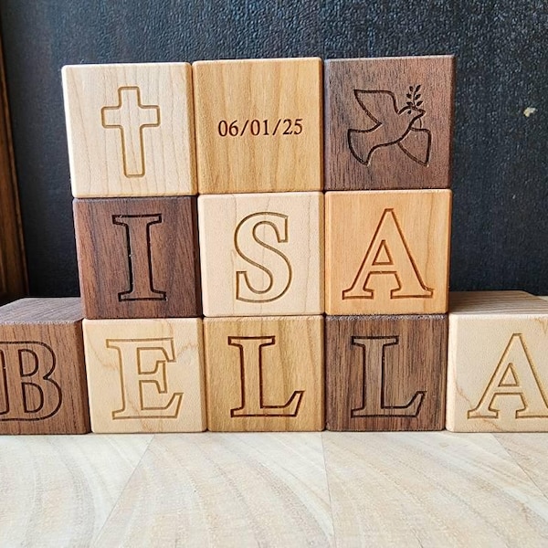BAPTISM NAME BLOCKS - Personalized Baby or Child's Christening or ...