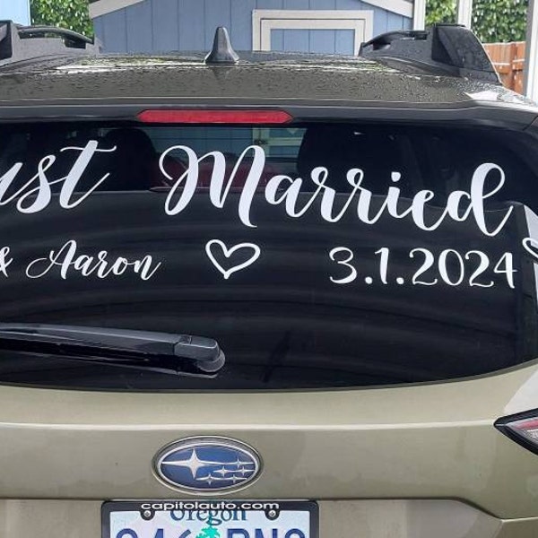Just Married Removable Car Decal, Custom Just Married Car Sticker ...