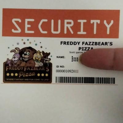 FNAF Security Badge Personalized Badge Security Breach Freddy Fazbear ...