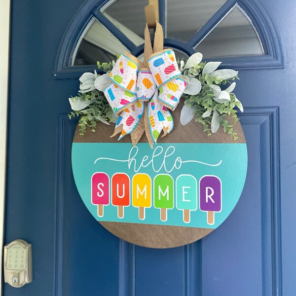 Summer Front Door Decor | Hello Summer | Popsicles | Summer Door Hanger ...