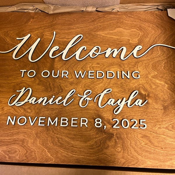 3D Wedding Welcome Sign - Custom Wood Wedding Sign - Welcome to Our ...