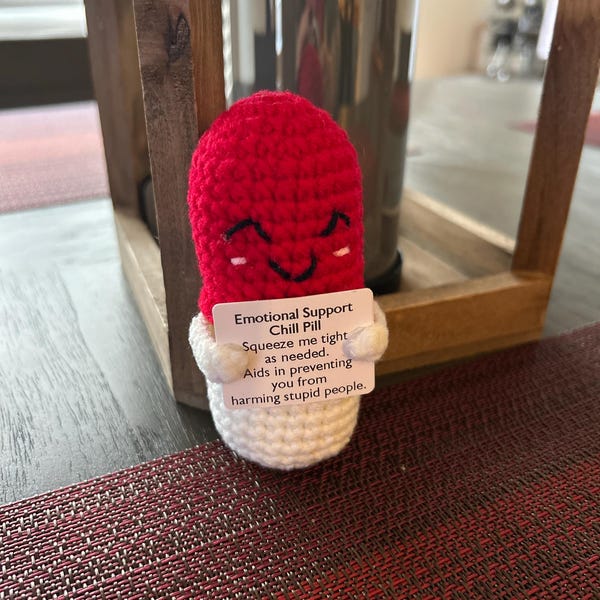 Handmade Crochet Pickle With Chill Pills-emotional Support-crochet ...