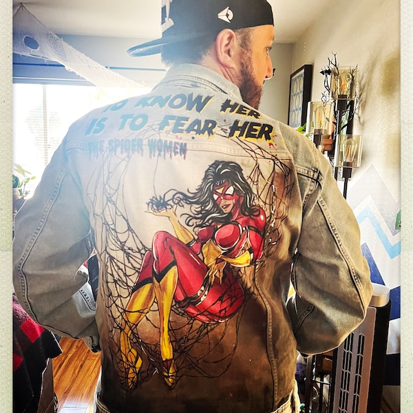 Hand Painted Denim Jacket Pop Art Jacket Custom Jacket With Art ...