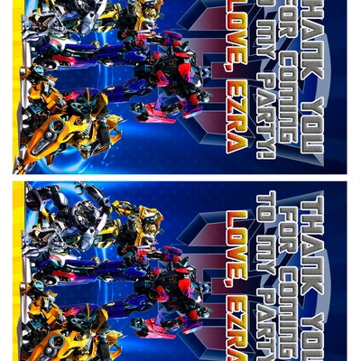 Transformers Birthday Party Pack Chip Bag Candy Bar Juice Label Labels ...