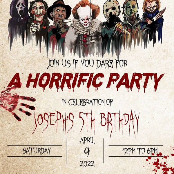Horror Movie Birthday Invitation - Halloween Horror Invitation ...