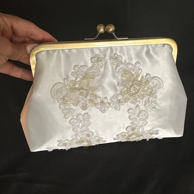 Black Lace Bridal Clutch, Mother of the Bride Satin Wedding Purse, Lace ...