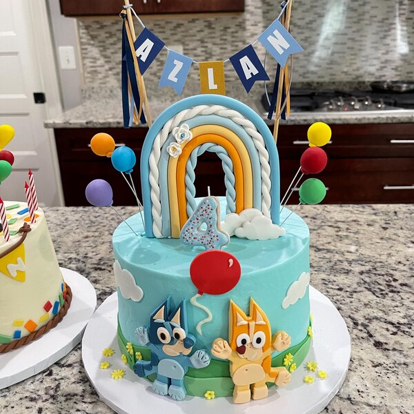 Bluey Fondant Cake Topper | Birthday Cake Toppers - Etsy