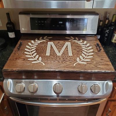 Gas Burners Farmhouse Stovetop Cover, Monogram Stove Top Cover ...