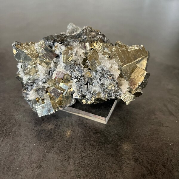 Amazing Pyrite With Sphalerite and Quartz, Raw Crystal, Natural Mineral ...