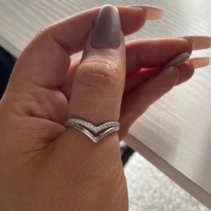 14K Solid Gold V Ring, 925 Sterling Silver V Ring, Chevron Ring, Curved ...