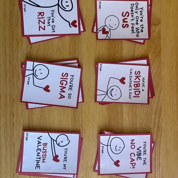 Slang Kids Valentine's Day Cards, Funny Printable Classroom Valentine ...