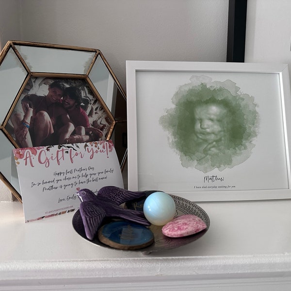 Baby 3D Ultrasound Art, Watercolor Sonogram Print, Custom Baby Keepsake ...