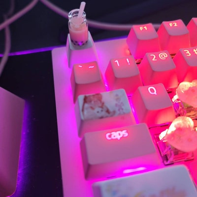 Cute Kawaii Drinks Keycaps Boba pink Strawberry Yakult - Etsy
