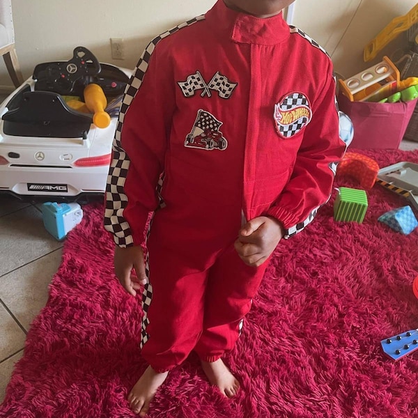 Red Race Car Outfit - Kids Racing Jumpsuit - Personalized Baby Race ...