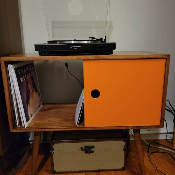 Mid Century Modern Record Console, MCM, Vinyl Storage, Media Stand ...
